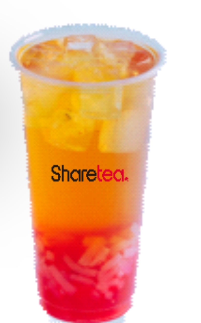 Berry lychee burst green tea with lychee and strawberry popping boba ...